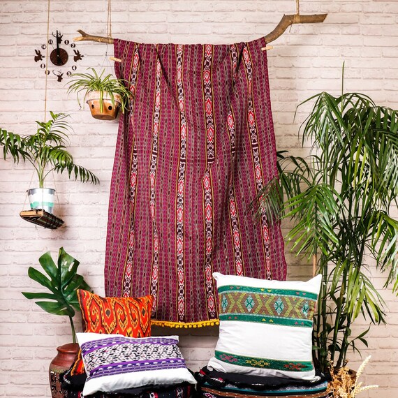 Indonesia Ikat Blanket Throw Multi-color Handwoven Fair Trade | Etsy