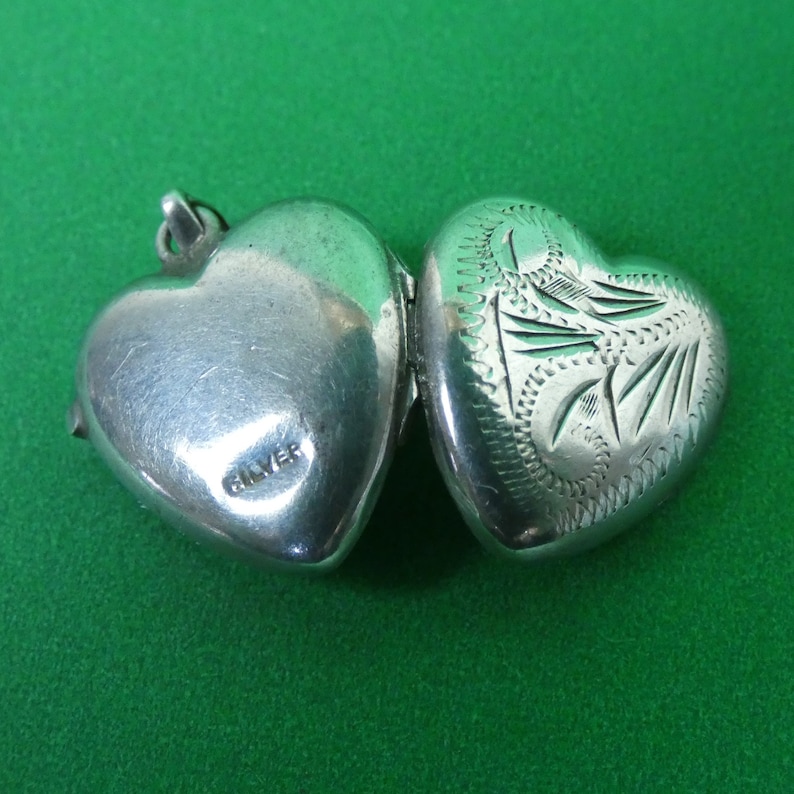 Vintage Sterling Silver Engraved Heart Shaped Locket - Etsy