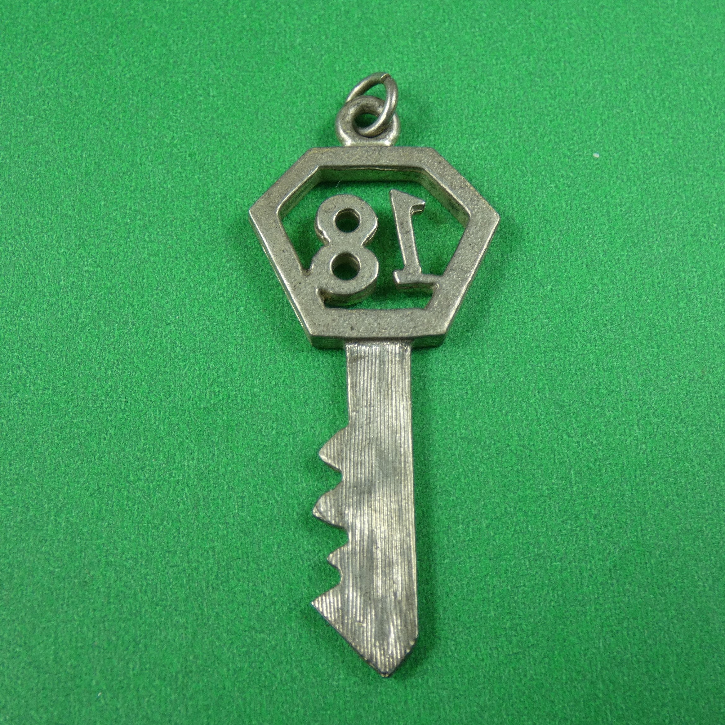 Vintage Silver 18 Eighteen Key to the Door Charm / Pendant - Etsy