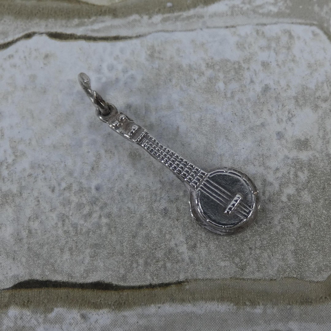 Vintage Sterling Silver Banjo Charm / Pendant - Etsy