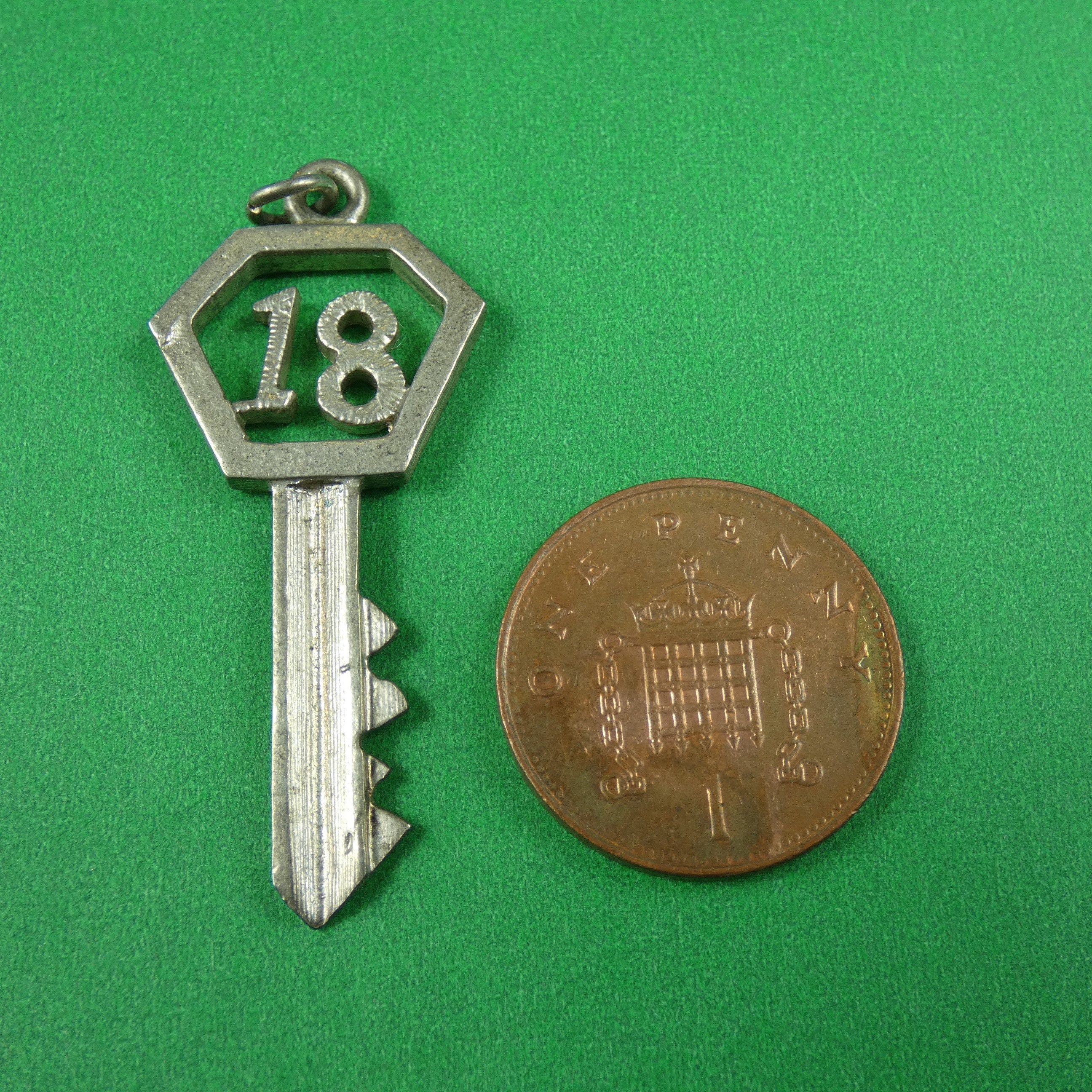 Vintage Silver 18 Eighteen Key to the Door Charm / Pendant - Etsy