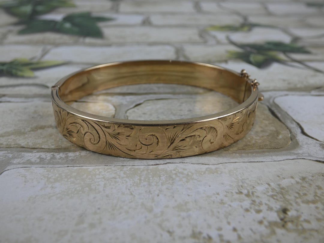 Vintage Victorian Style 1/5th 9ct Rolled Gold Bangle / Cuff / Bracelet ...