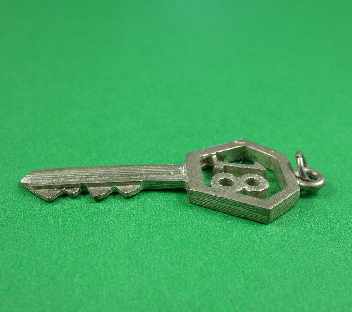 Vintage Silver 18 Eighteen Key to the Door Charm / Pendant - Etsy