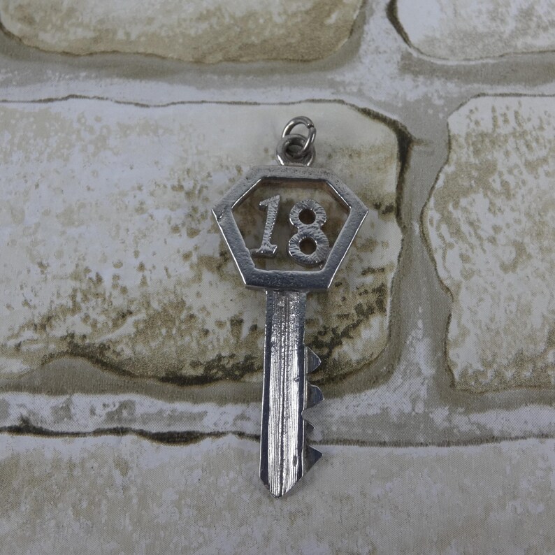 Vintage Silver 18 Eighteen Key to the Door Charm / Pendant - Etsy