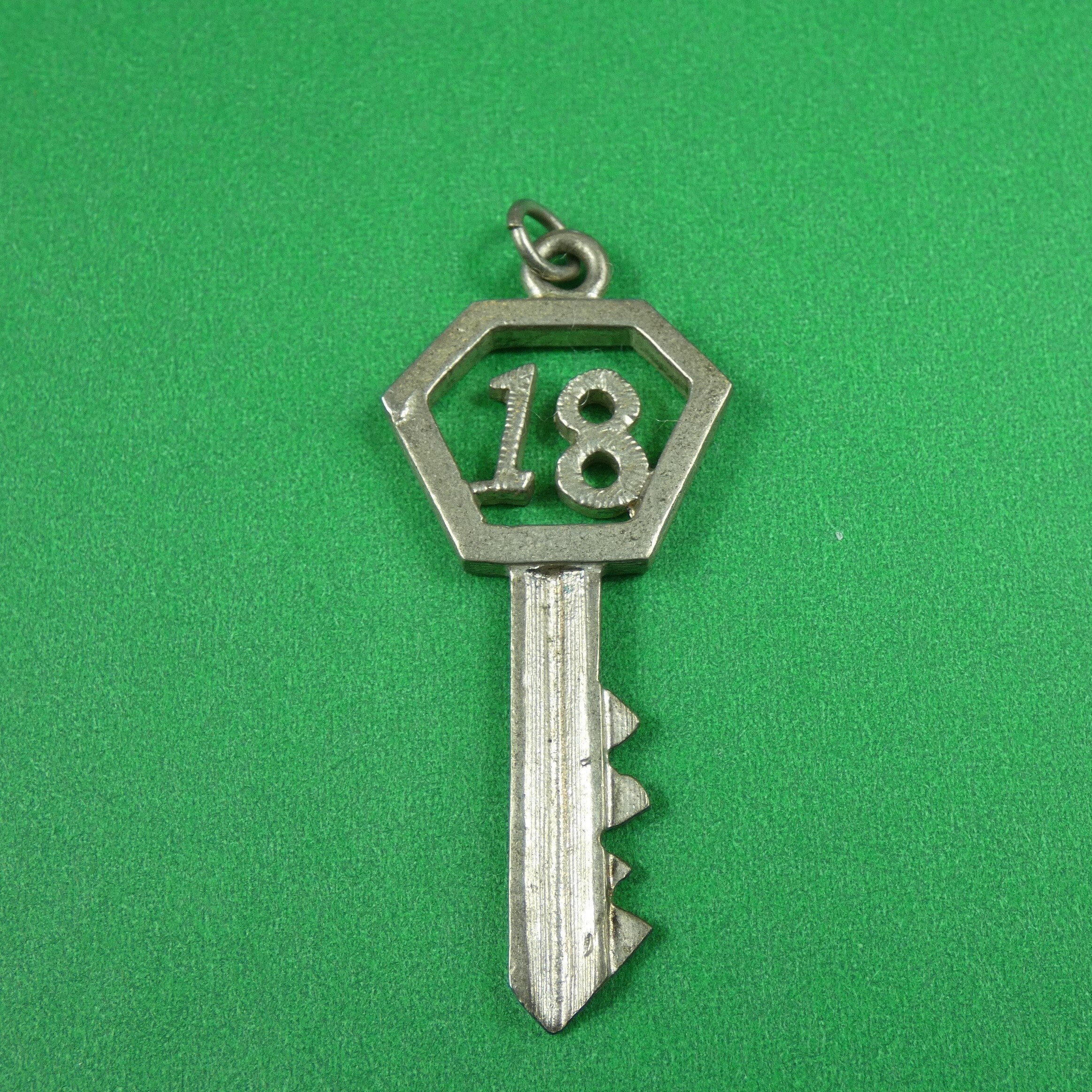 Vintage Silver 18 Eighteen Key to the Door Charm / Pendant - Etsy