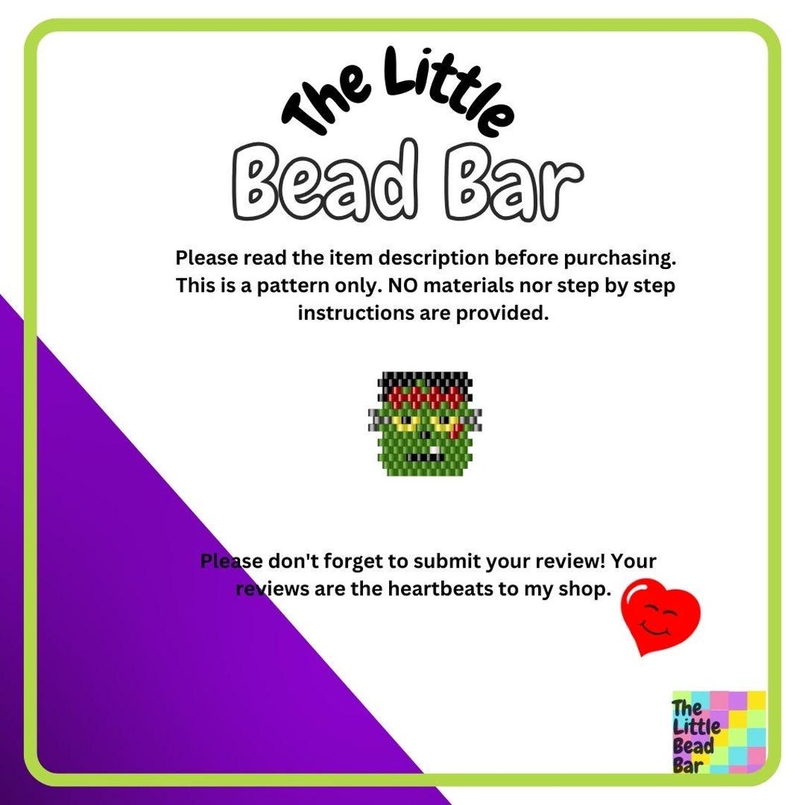 Halloween Frankenstein Monster Pattern Brick Stitch Miyuki Delica 11/0 ...