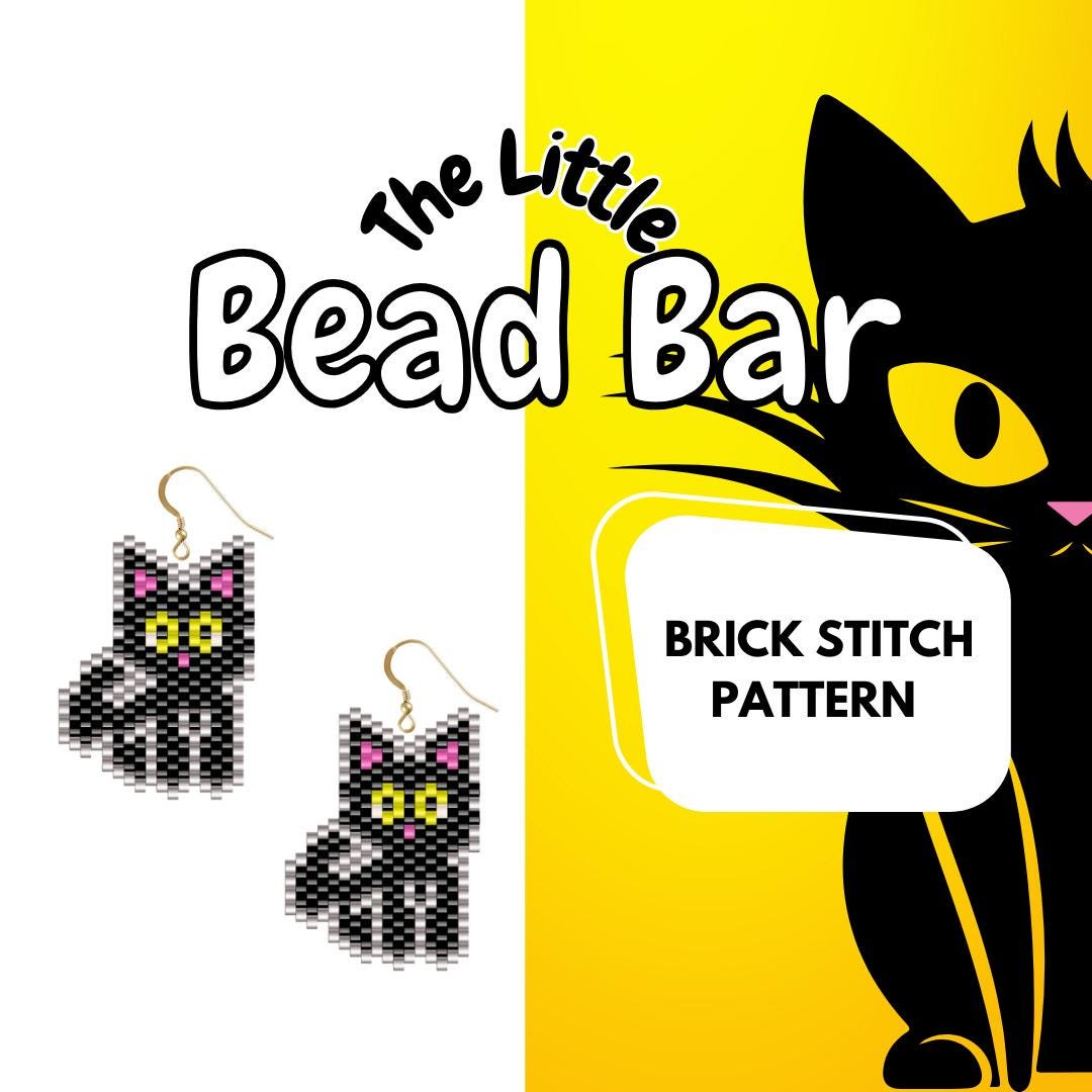Black Cat Pattern Brick Stitch Miyuki Delica 11/0 Seed Bead Making ...