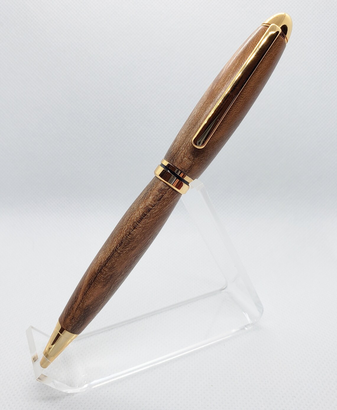 24kt Gold Plated Designer Pen, Black Ink Made From Spalted Maple Great ...