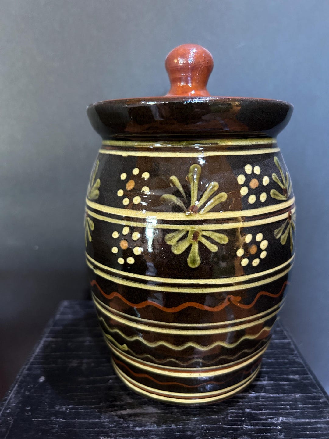 Black Canister Sliptrailed Redware - Etsy