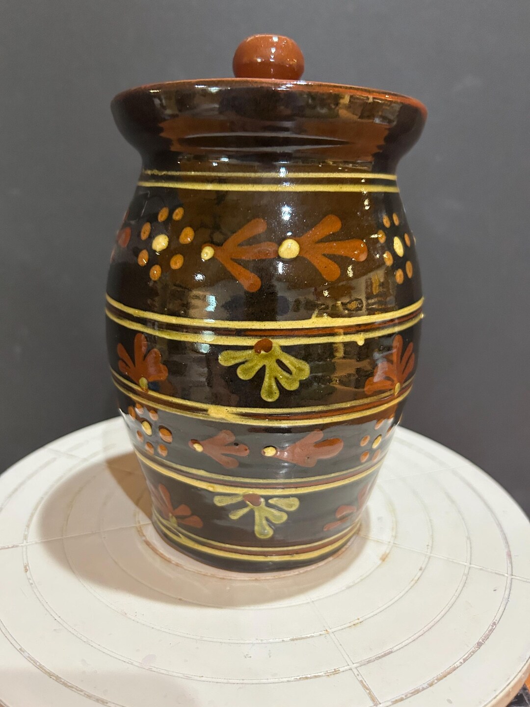 Black Canister Sliptrailed Redware - Etsy