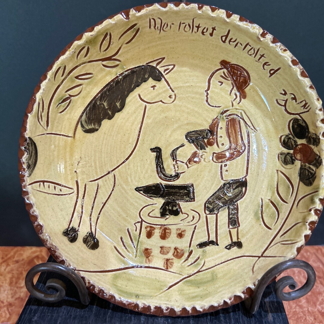 Farrier and Horse Sgraffito Plate - Etsy