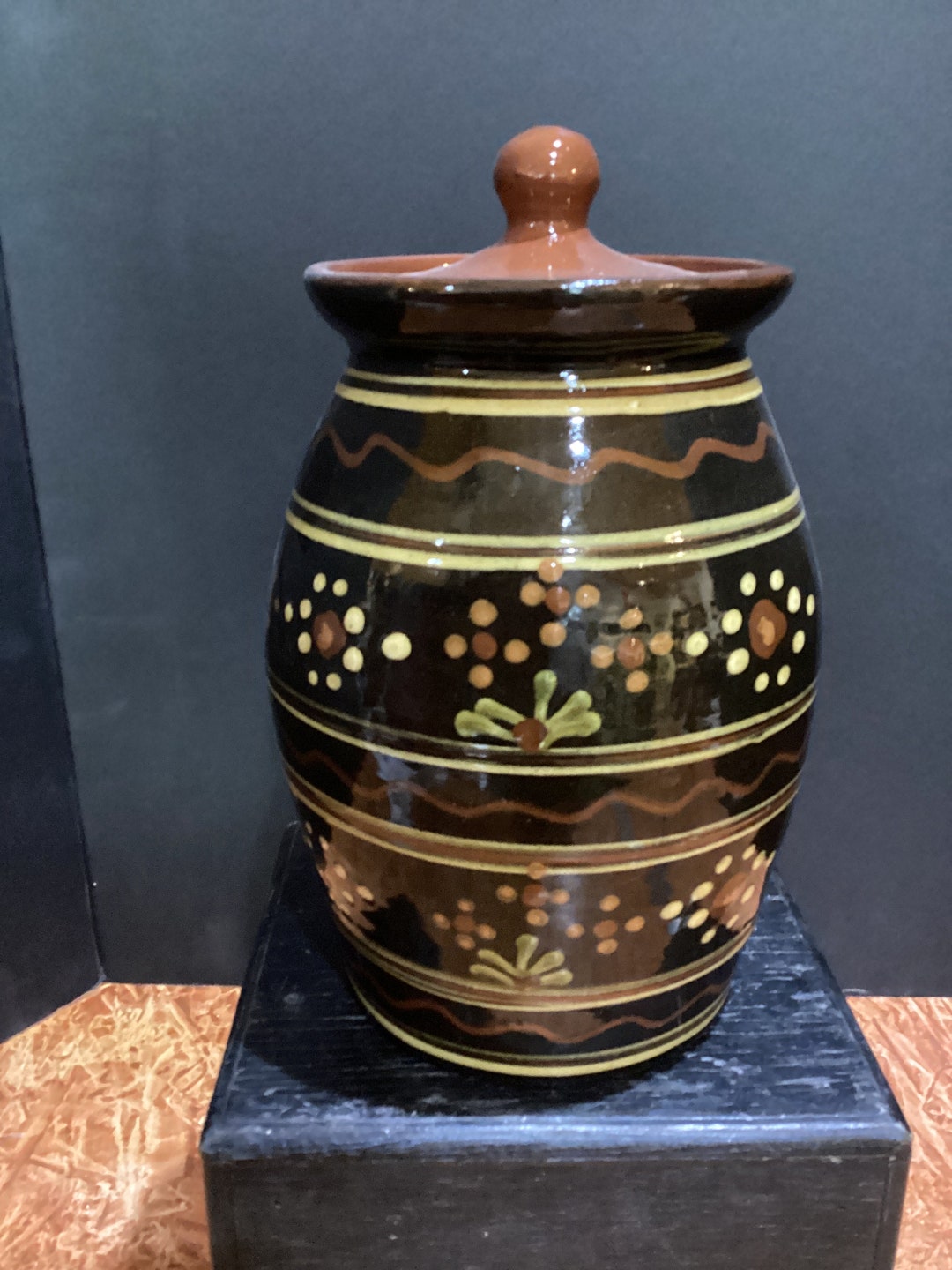 Black Sliptrailed Redware Canister - Etsy