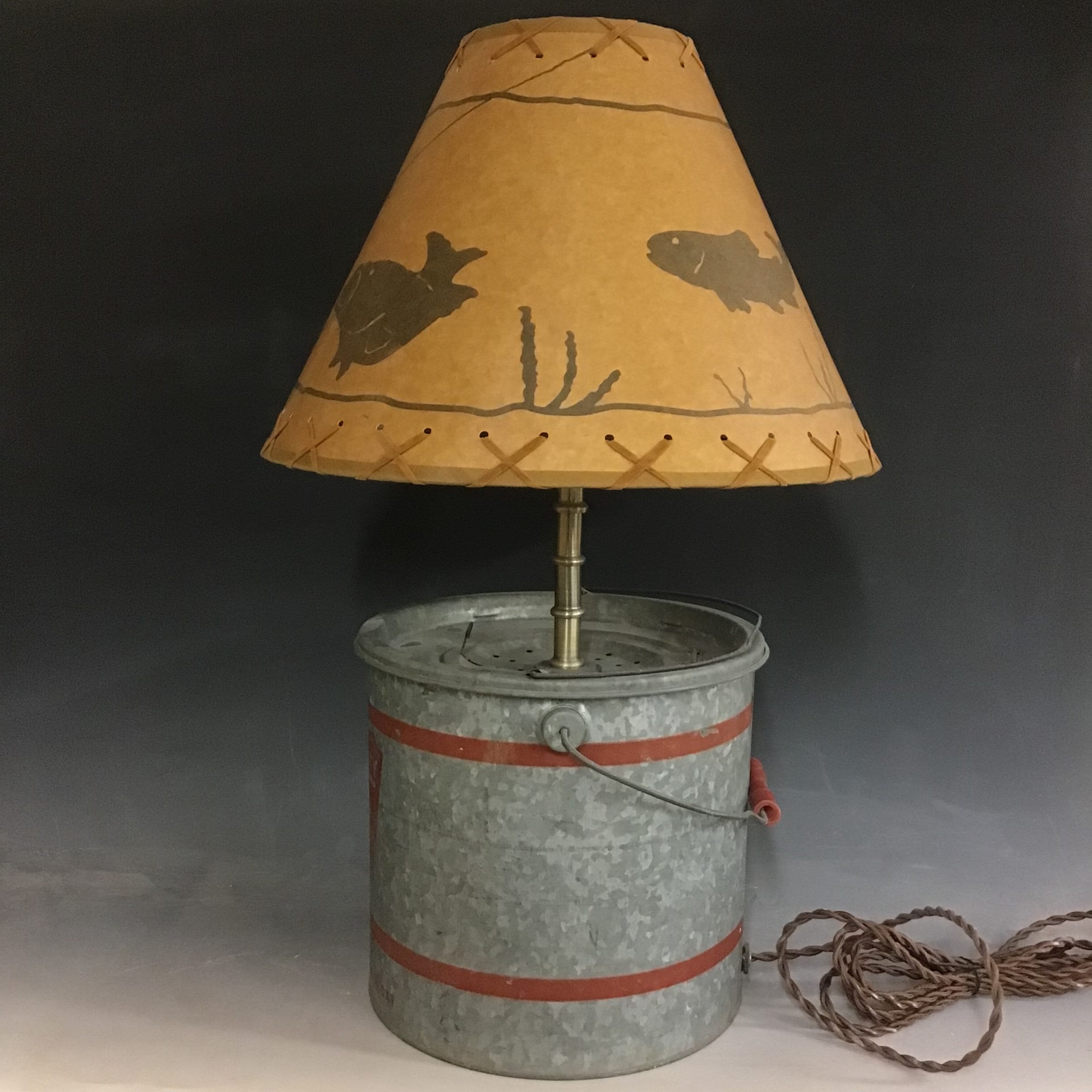 Vintage Minnows Bucket Lamp With Fish Shade - Etsy