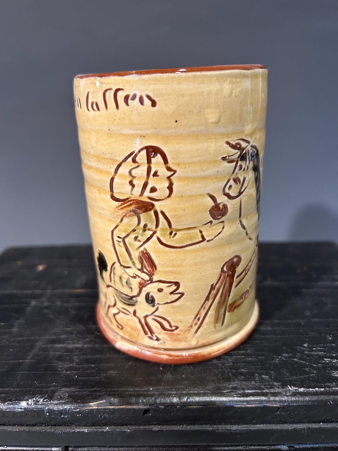 Redware Sgraffito Mug With Horse - Etsy