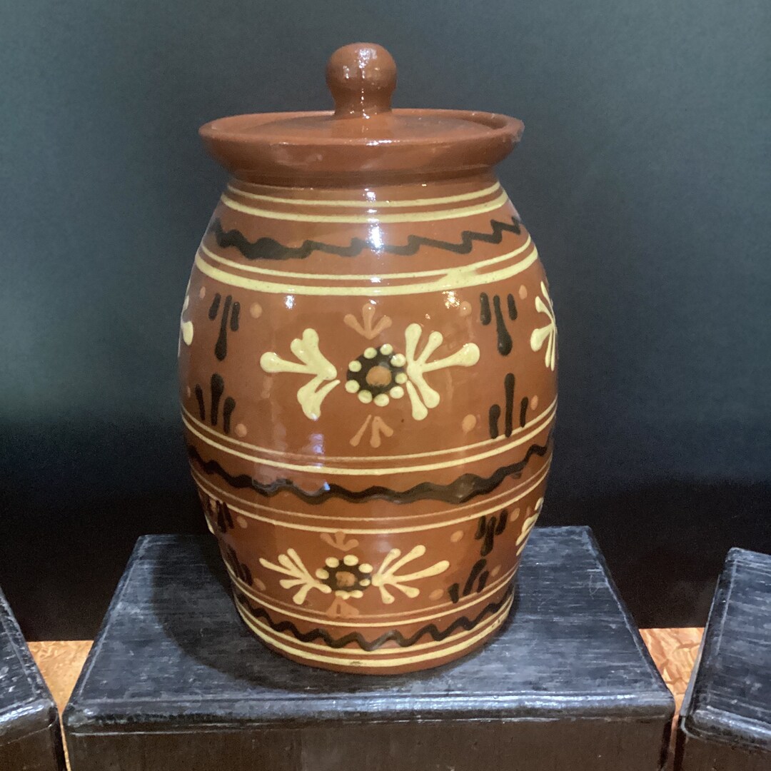 Black Redware Slip Trailed Canister - Etsy