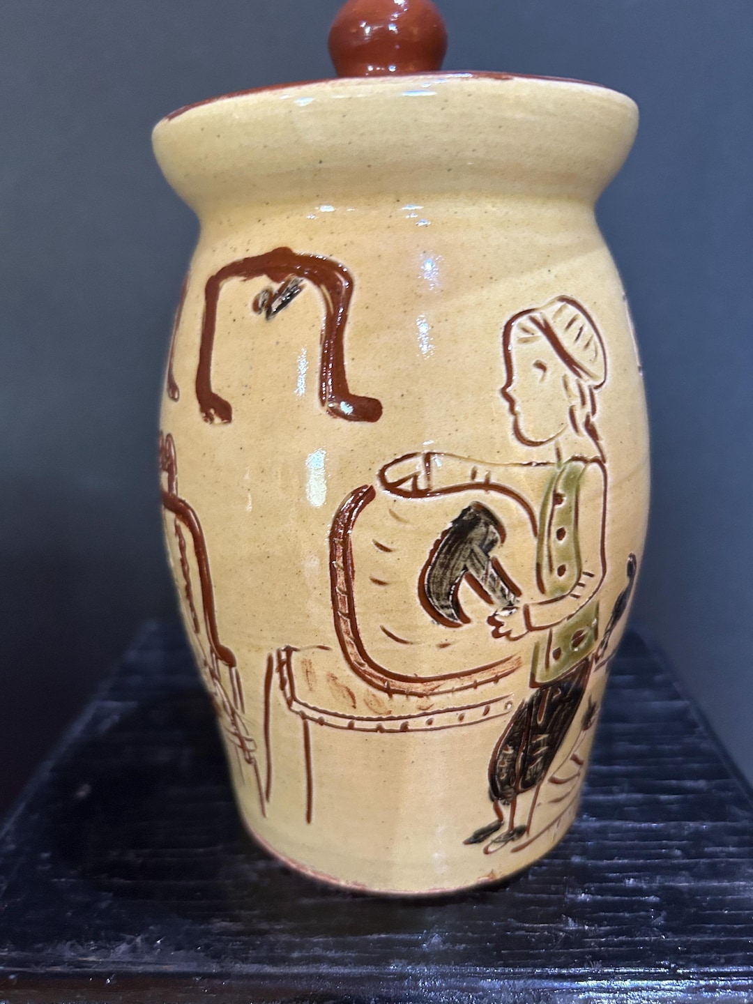 Redware Sgraffito Canister With Chair Maker - Etsy