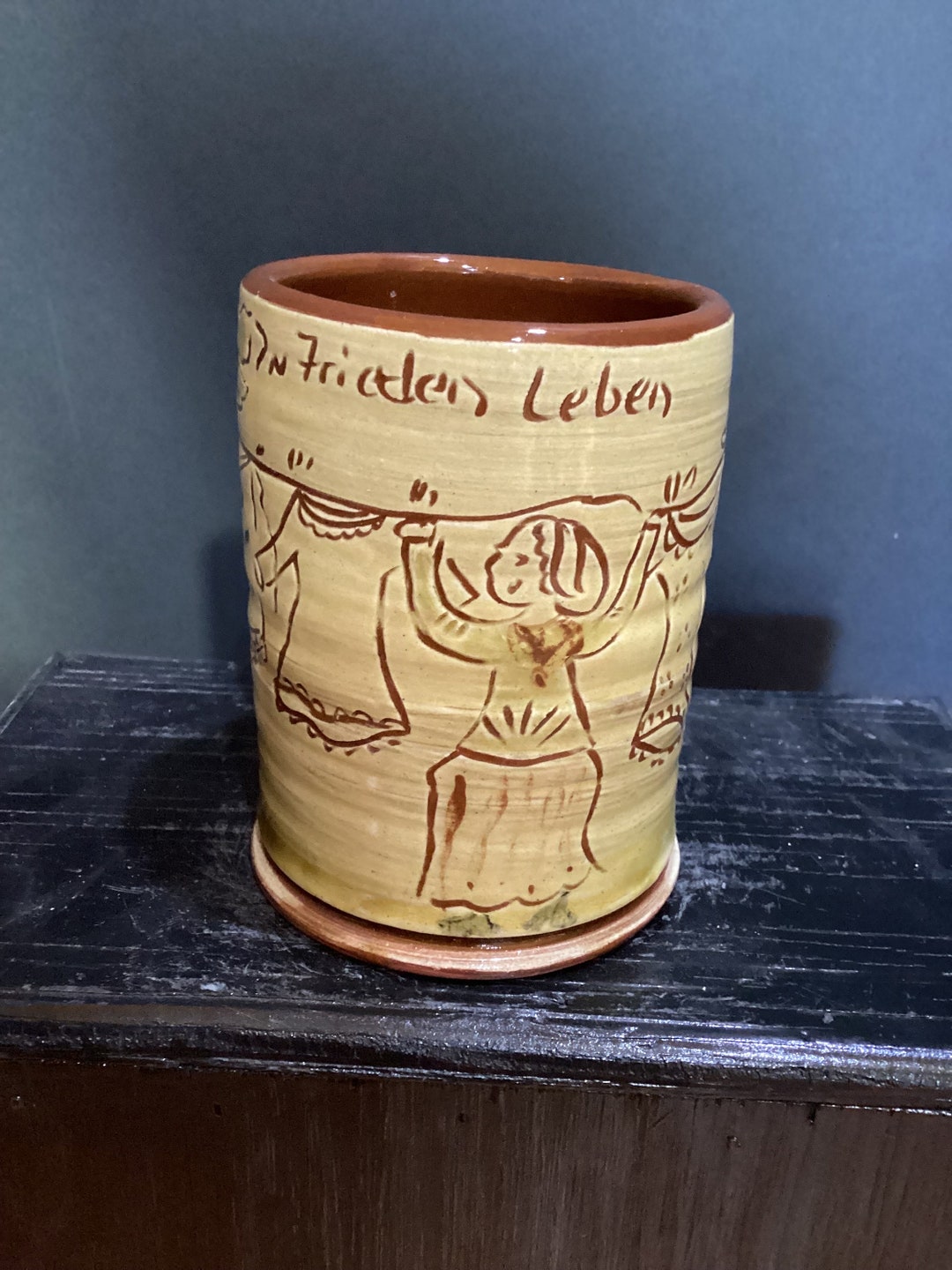 Redware Sgraffito Mug With Clothes Line - Etsy