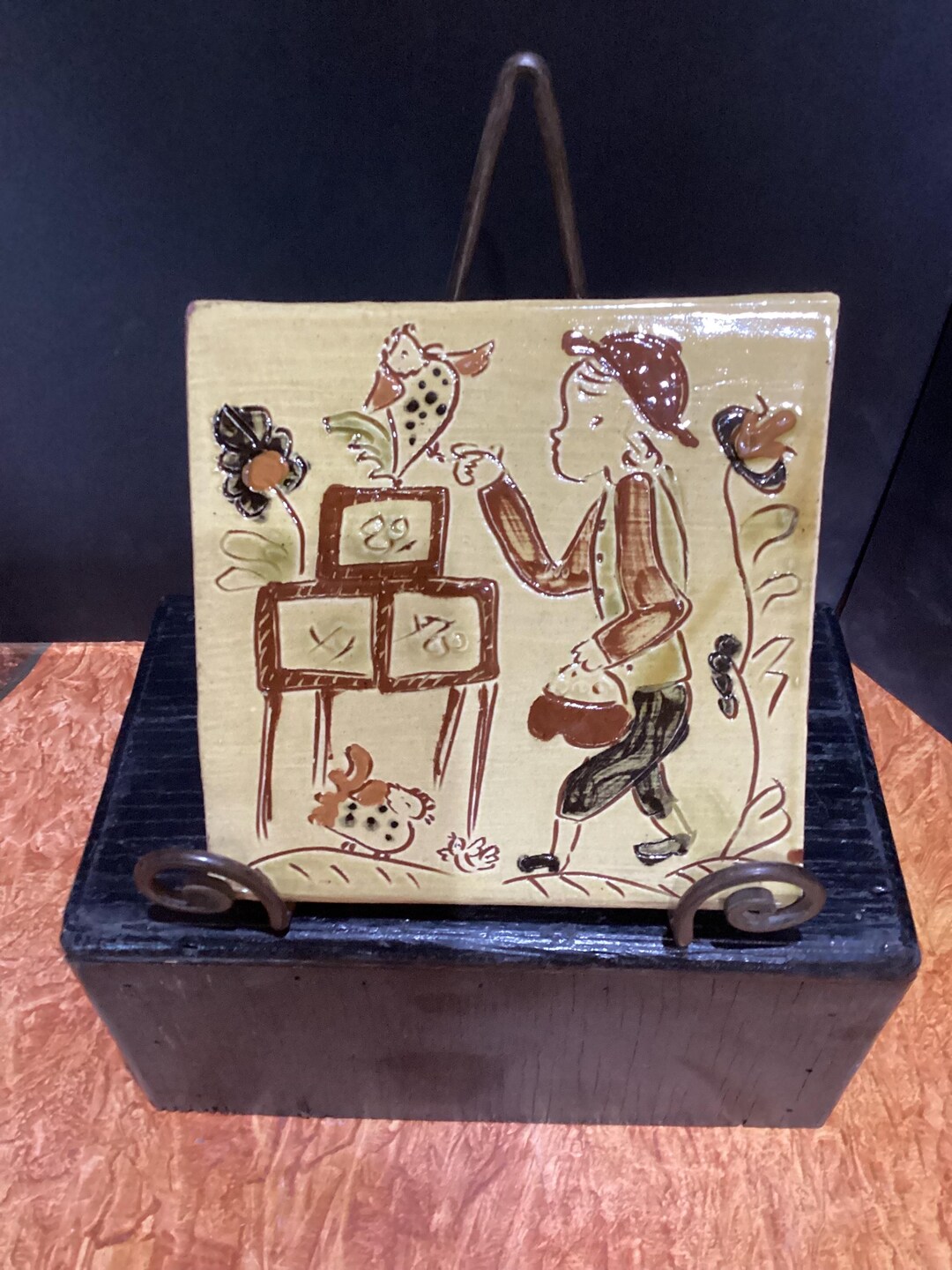 Sgraffito Tile, Collecting Eggs, Chickens - Etsy
