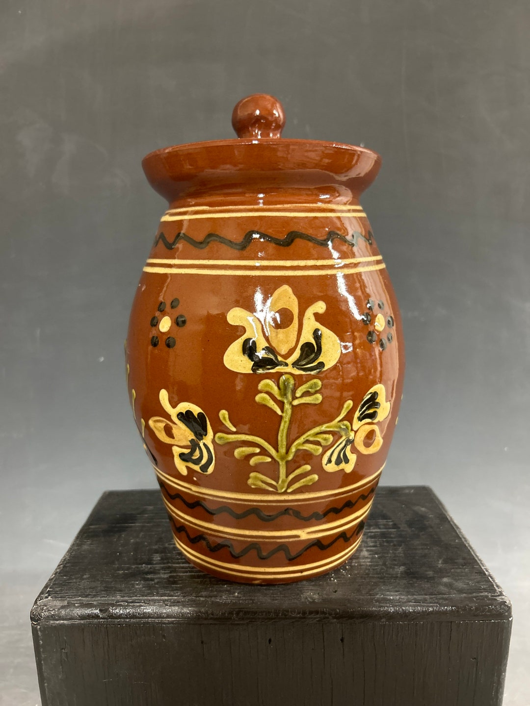 Redware Sliptrailed Canister - Etsy