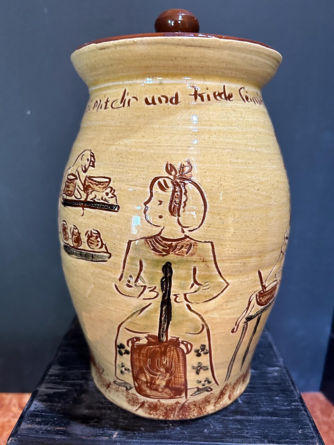 Redware Sgraffito Canister With House Blessing - Etsy