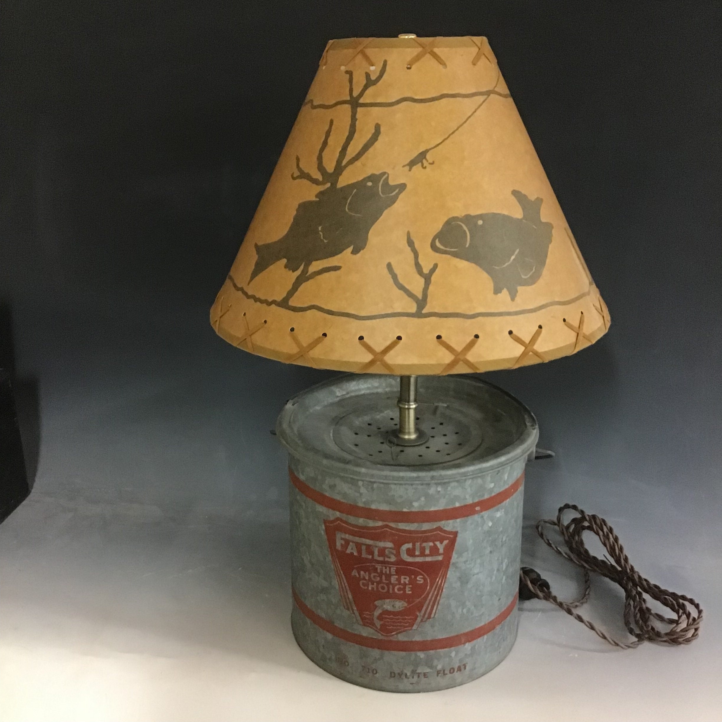 Vintage Minnows Bucket Lamp With Fish Shade - Etsy