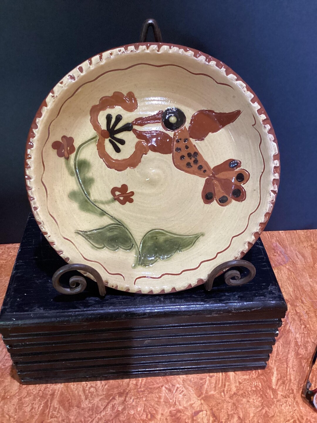 7” Slip Trailed Red Ware Plate - Etsy
