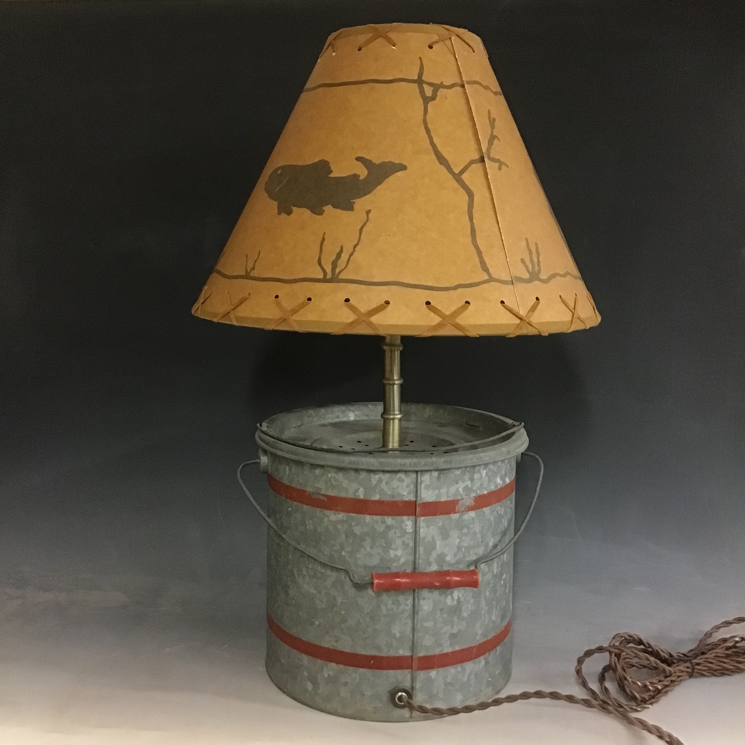 Vintage Minnows Bucket Lamp With Fish Shade - Etsy