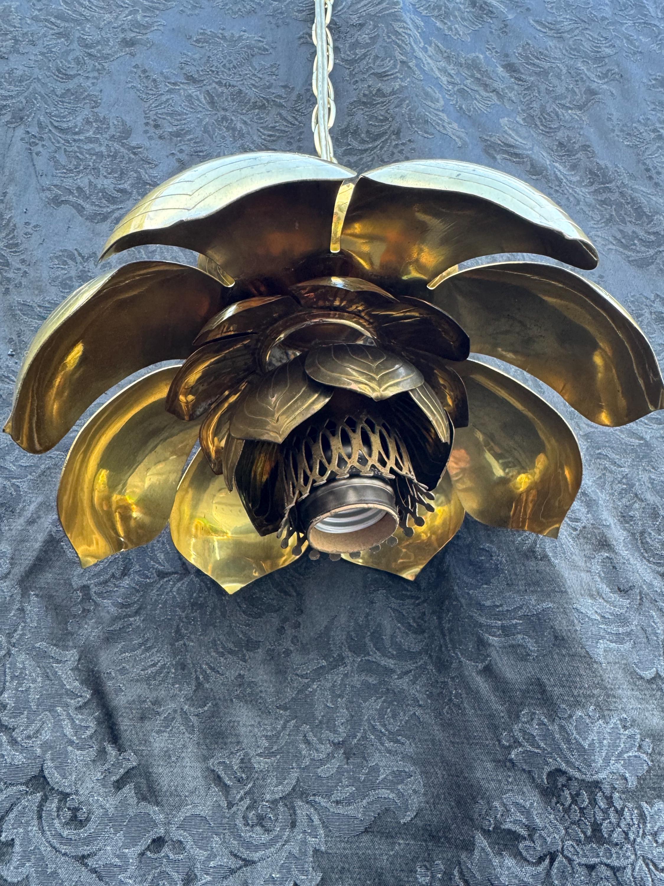 Vintage Brass, LOTUS FLOWER Pendant Lamp Hanging Light - Etsy