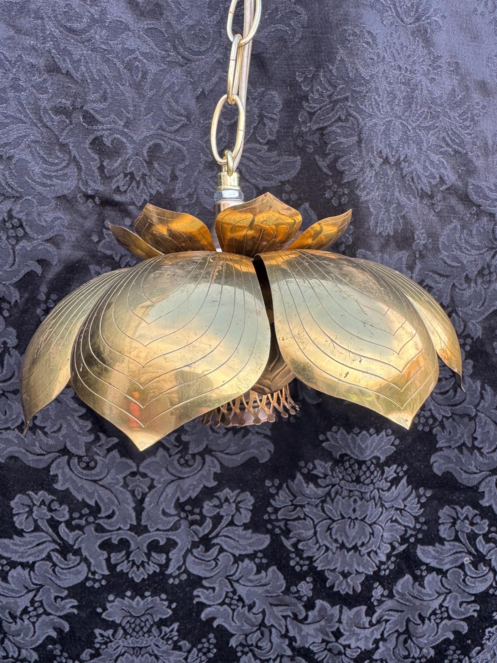 Vintage Brass, LOTUS FLOWER Pendant Lamp Hanging Light - Etsy