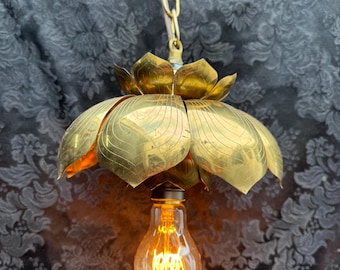 Vintage Brass, LOTUS FLOWER Pendant Lamp Hanging Light - Etsy
