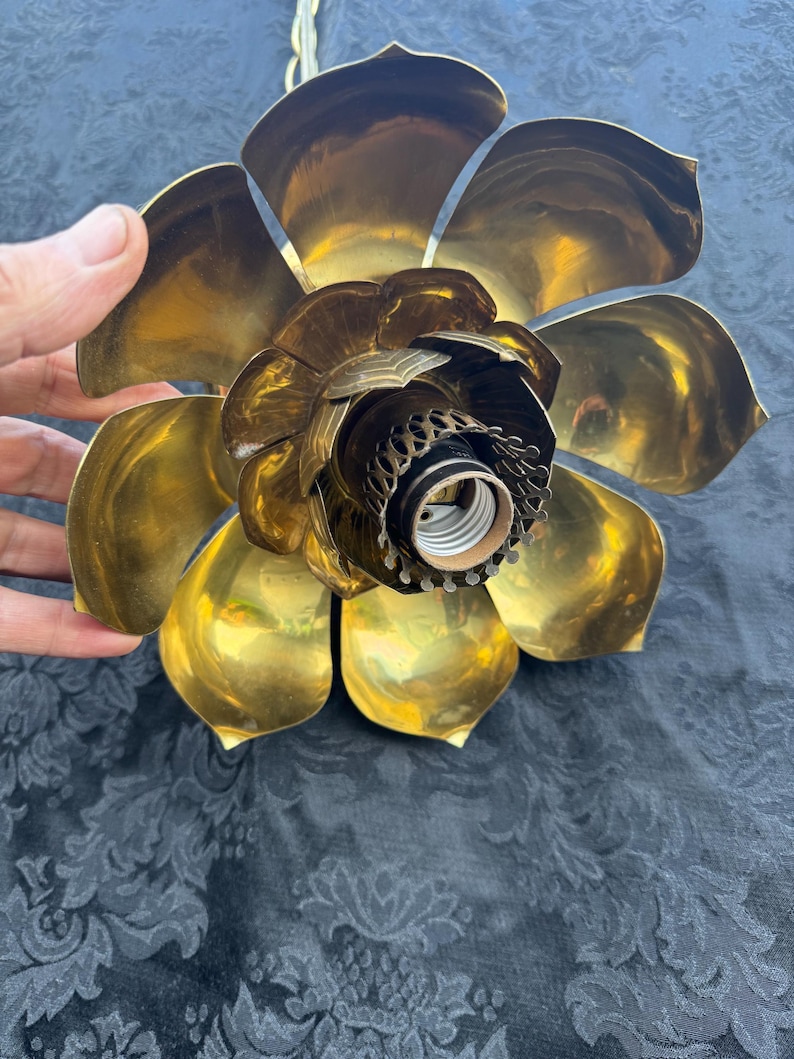 Vintage Brass, LOTUS FLOWER Pendant Lamp Hanging Light - Etsy