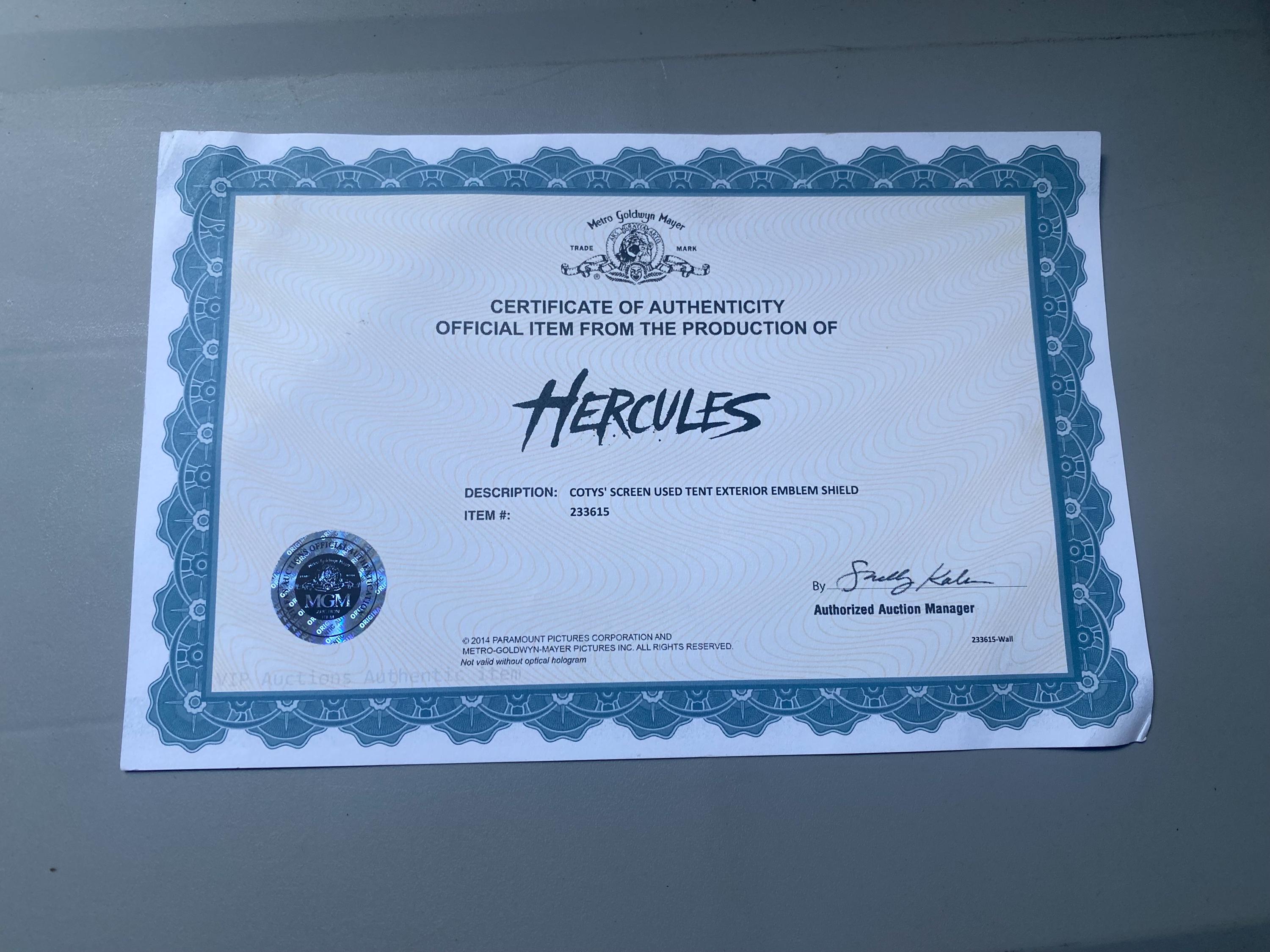 RARE Hercules Screen Used 2014 Movie Prop Cotys Exterior Tent Shield ...