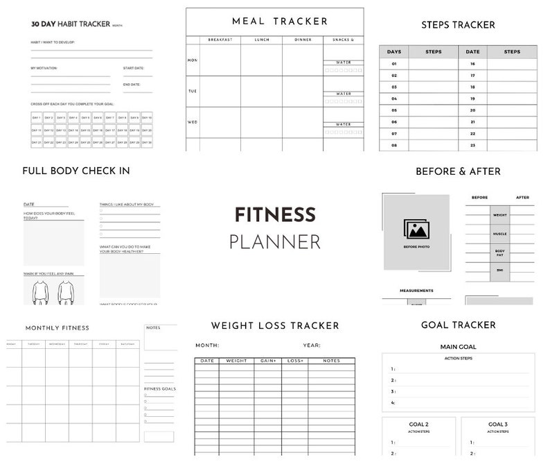 Ultimate Fitness Planner A4, A5, Letter Sizes Printable Workout and ...