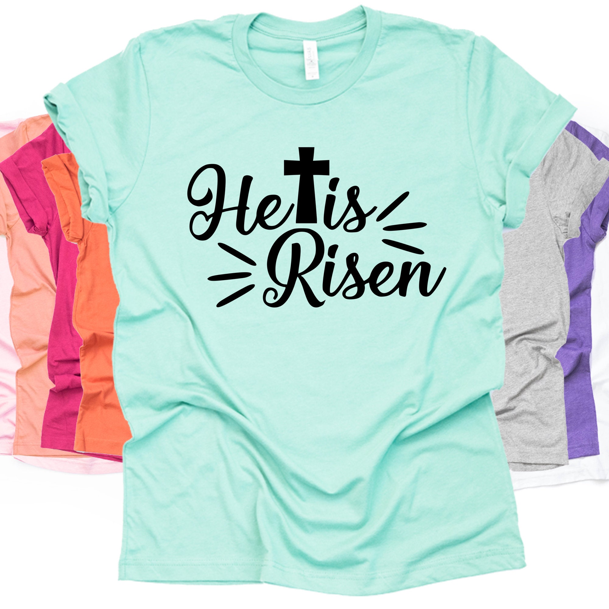 Easter Shirt He Is Risen 2 Cross Christian T Shirt Unisex Etsy Uk