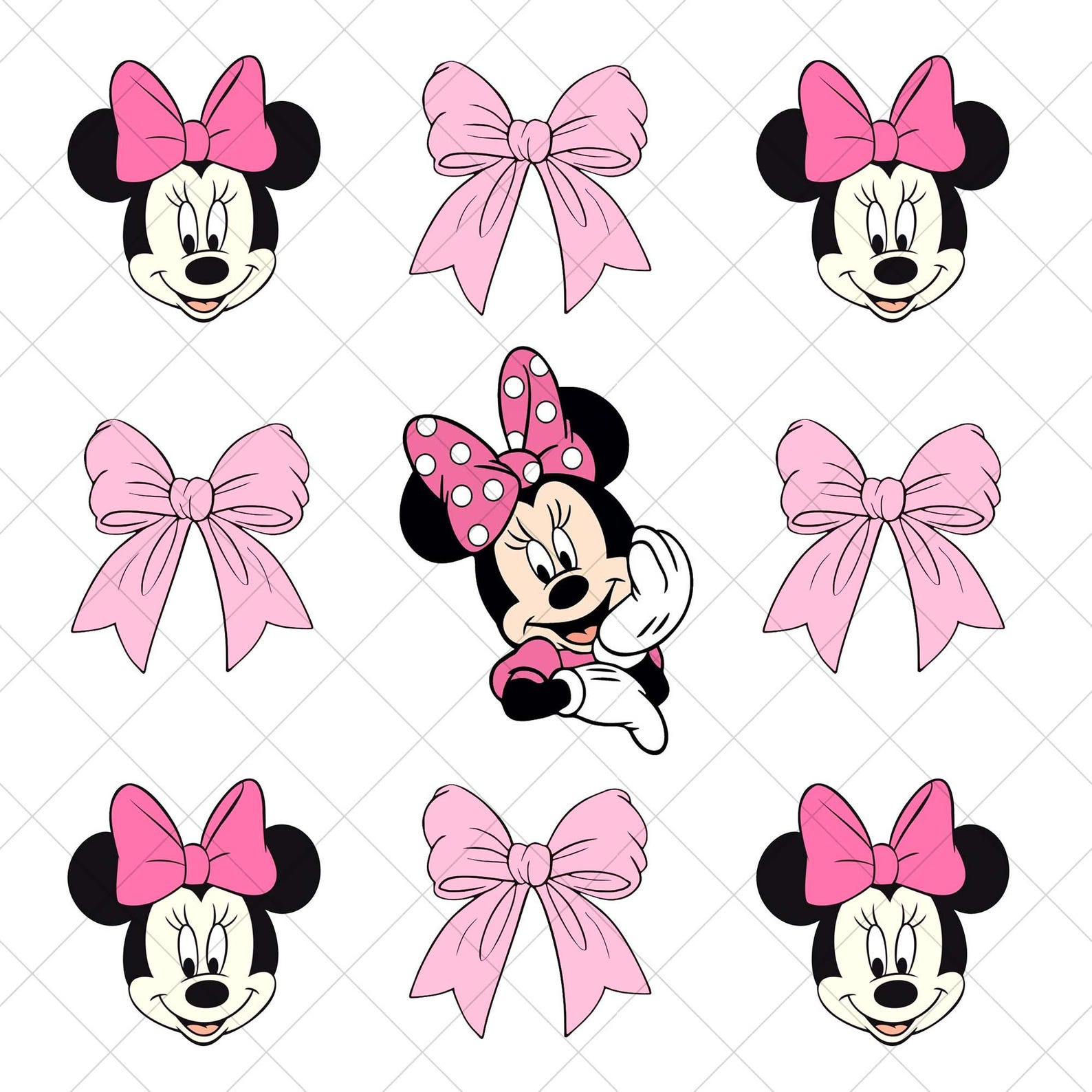 Minnie Coquette Pink Bow PNG, Valentine Mouse Design, Minnie Mouse File ...