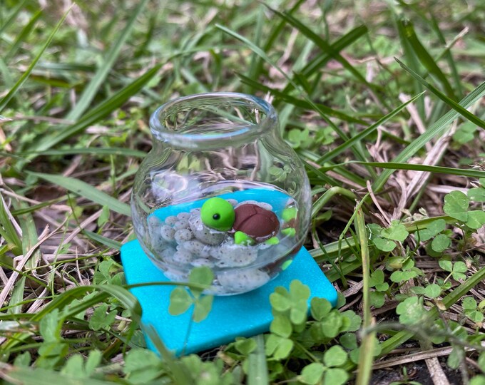 Mini Turtle Tank, Polymer Clay Turtle, Turtle Fish Bowl, Garden Decor ...