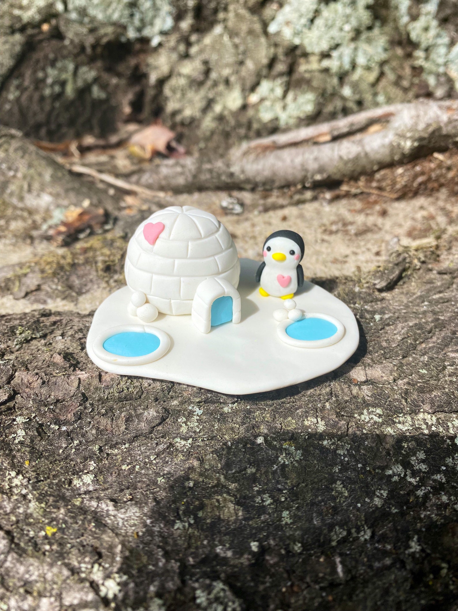 Mini Igloo and Penguin Figurine Handmade With Polymer Clay - Etsy