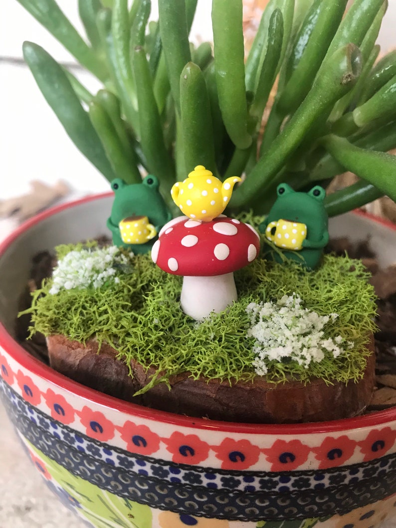 Frogs Having Tea Handmade Polymer Clay Mini Frog Scene Frog | Etsy