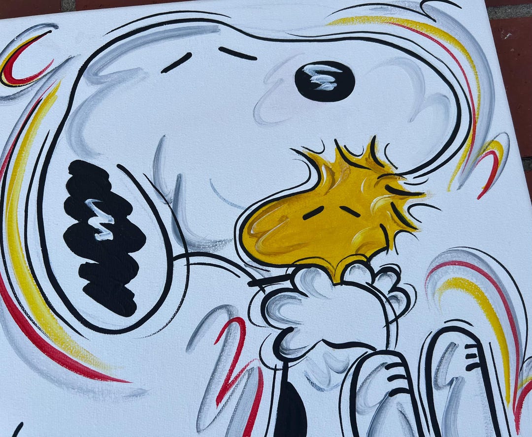 Artists Interpretation of Peanuts Snoopy Woodstock Hugging as an ...