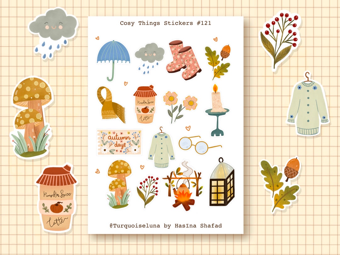 Cosy Things Sticker Sheet Cottagecore Stickers Sticker Sheet, Cute ...
