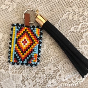 Hand Beaded Crystal Keychain, Western Key Chain, Beaded Keychain - Etsy