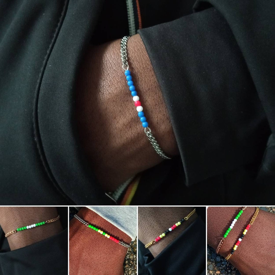 Beaded Bracelet for Men, Africa Pendant for Men, Personalized Beaded ...