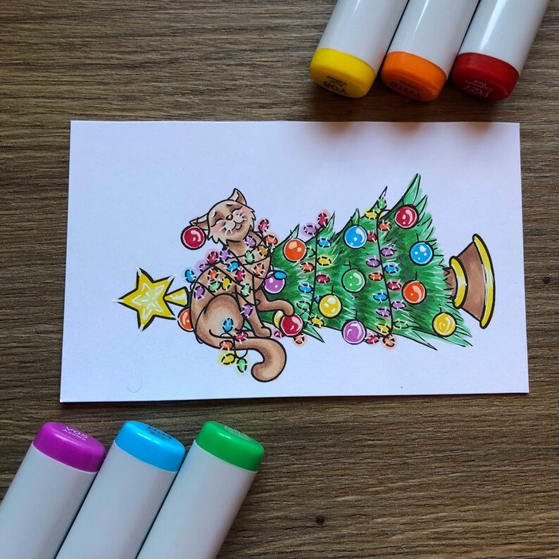 Funny Christmas Digital Stamp/ Cute Christmas Printable Art/ Christmas ...