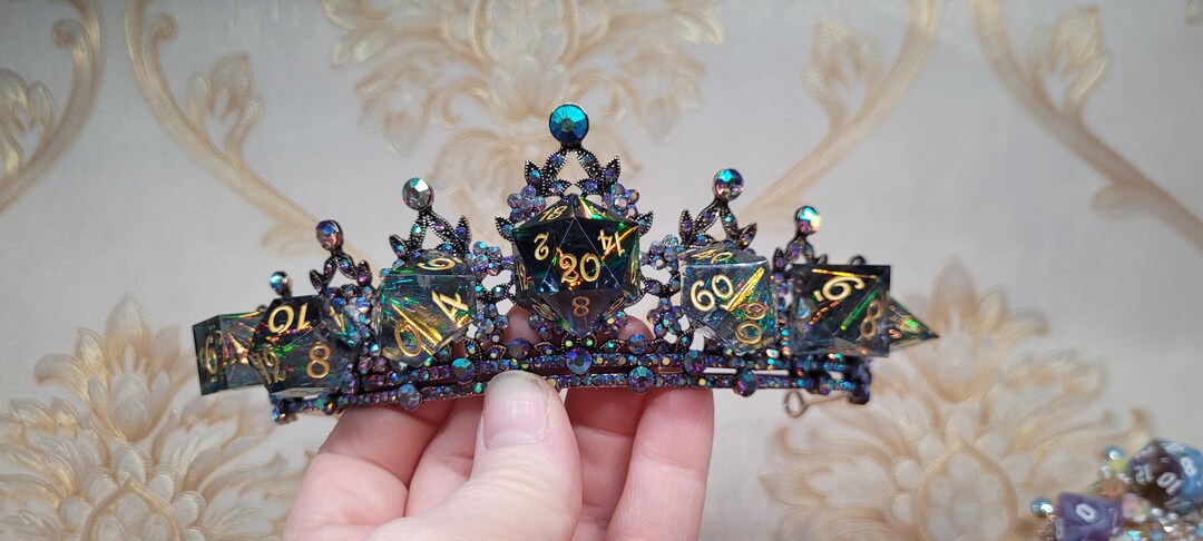 Dark Sorceress Dnd Inspired Dark Iridescent Dice Tiara - Etsy