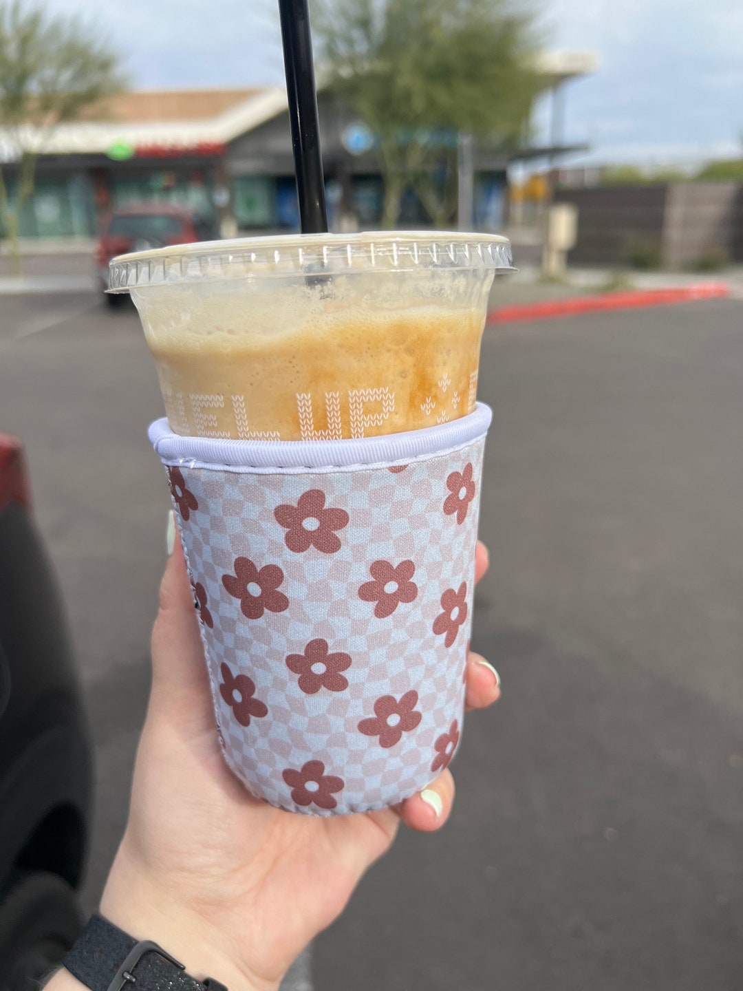 Coffee Sleeve, Iced Coffee Sleeve, Drink Cover, Checkered Drink Sleeve ...