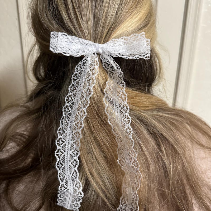 White Hair Bows - Etsy