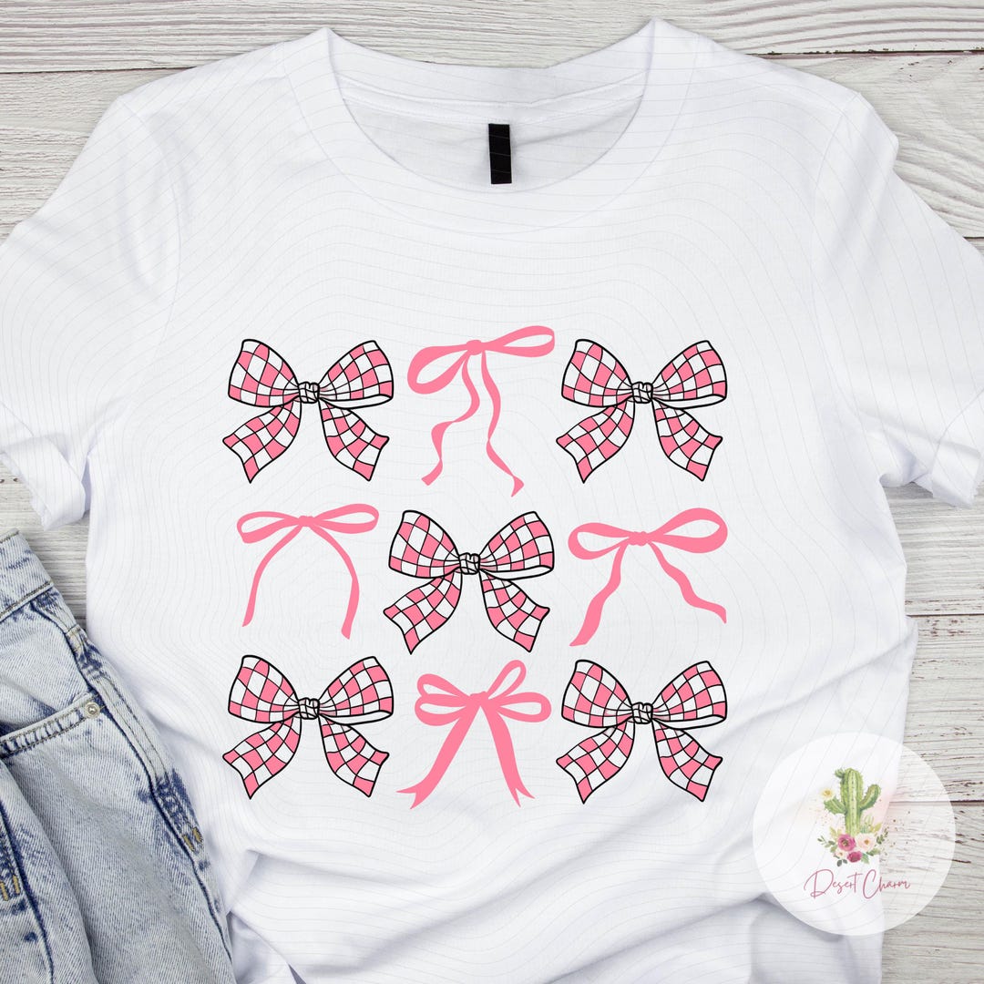 Pink Racing Bow PNG, Pink Checkered Bow, Racing PNG for Sublimation ...