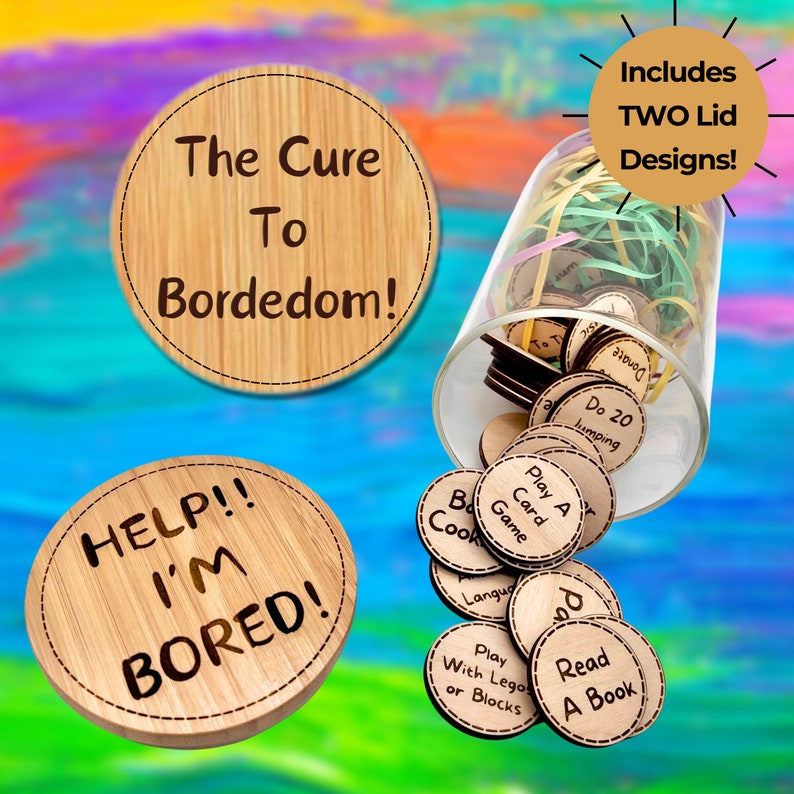 Kids Activities Bundle I'm Bored Jar SVG Fun Glowforge Projects Laser ...