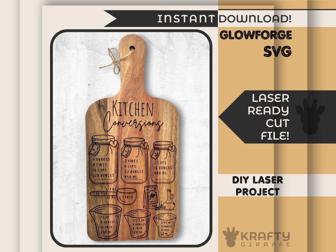 Kitchen Conversions SVG | Cutting Board SVG | Glowforge Projects ...