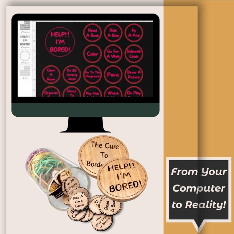 Kids Activities Bundle I'm Bored Jar SVG Fun Glowforge Projects Laser ...